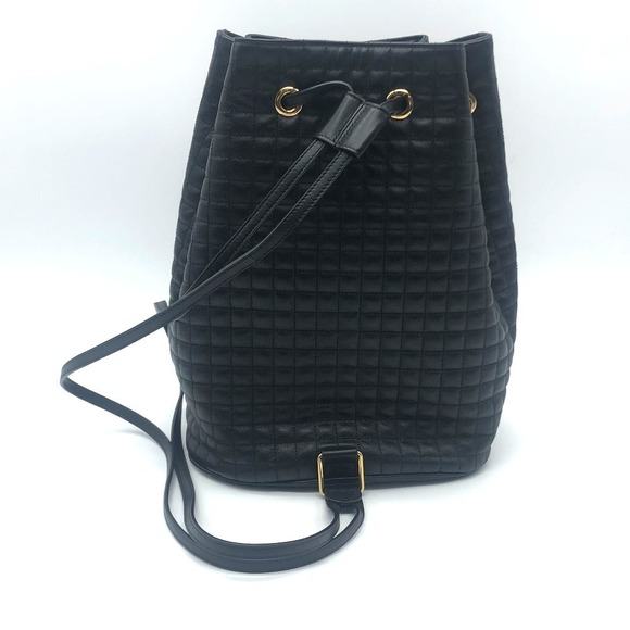 Celine | Bags | Celine Backpack Black Leather Canvas Bag Triomphe ...